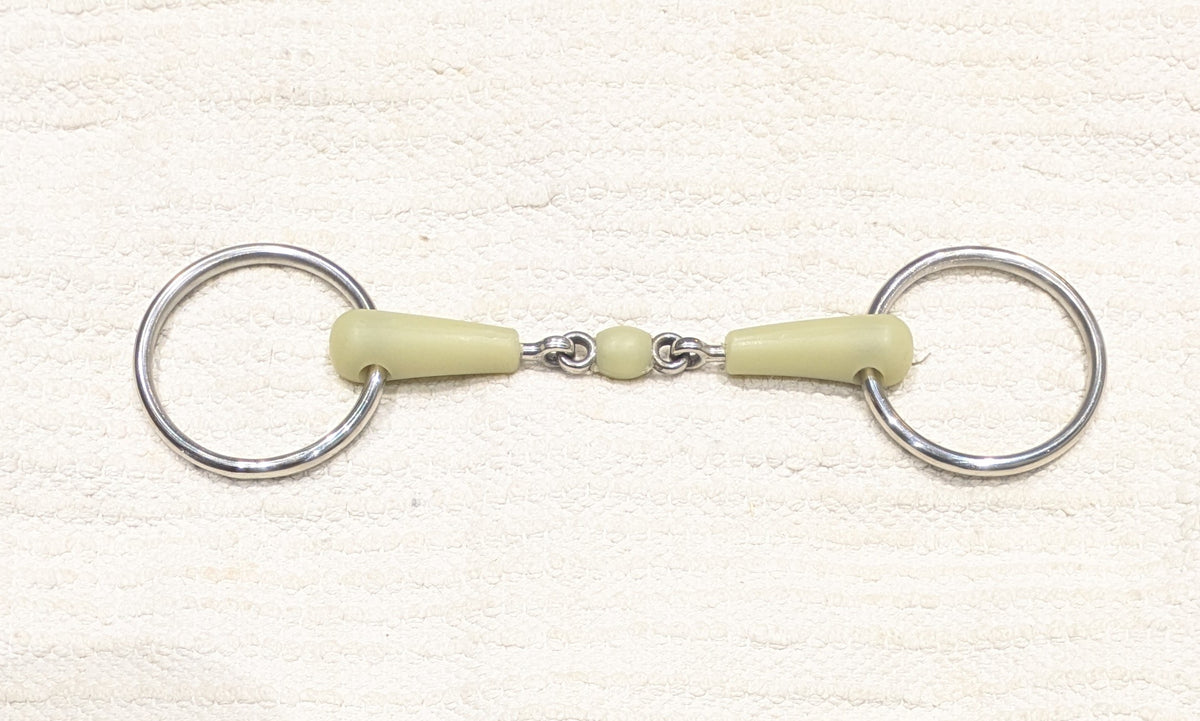 5" Loose ring double jointed snaffle, happy mouth / plastic mouthpiece – second hand horse bits