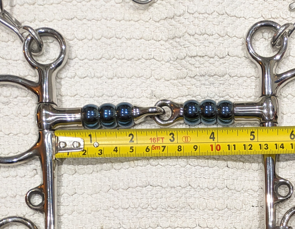 5" Pelham, blue sweet iron cherry roller NEW – second hand horse bits